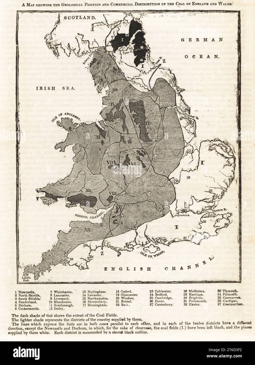 Map showing the geological position and commercial distribution of the ...