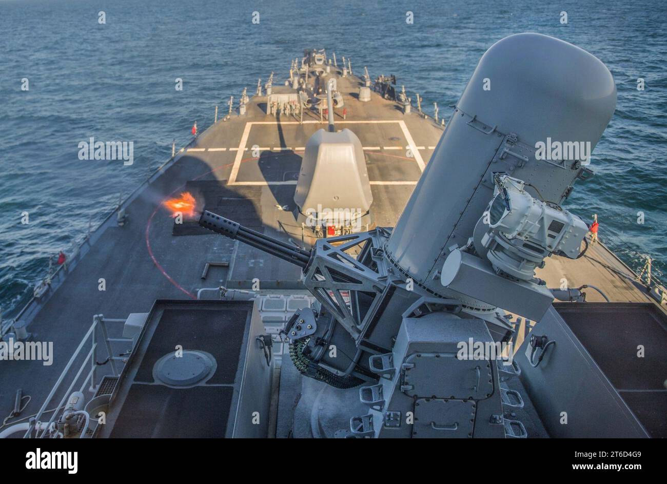 USS Carney fires a Phalanx close-in weapons system during a live-fire ...