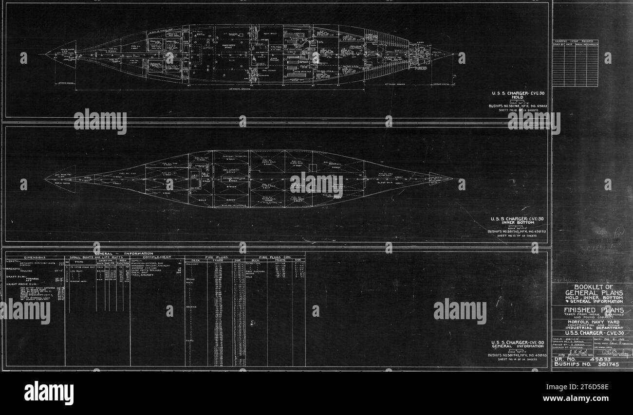 USS Charger (CVE-30), Booklet of General Plans - Hold, Inner Bottom ...