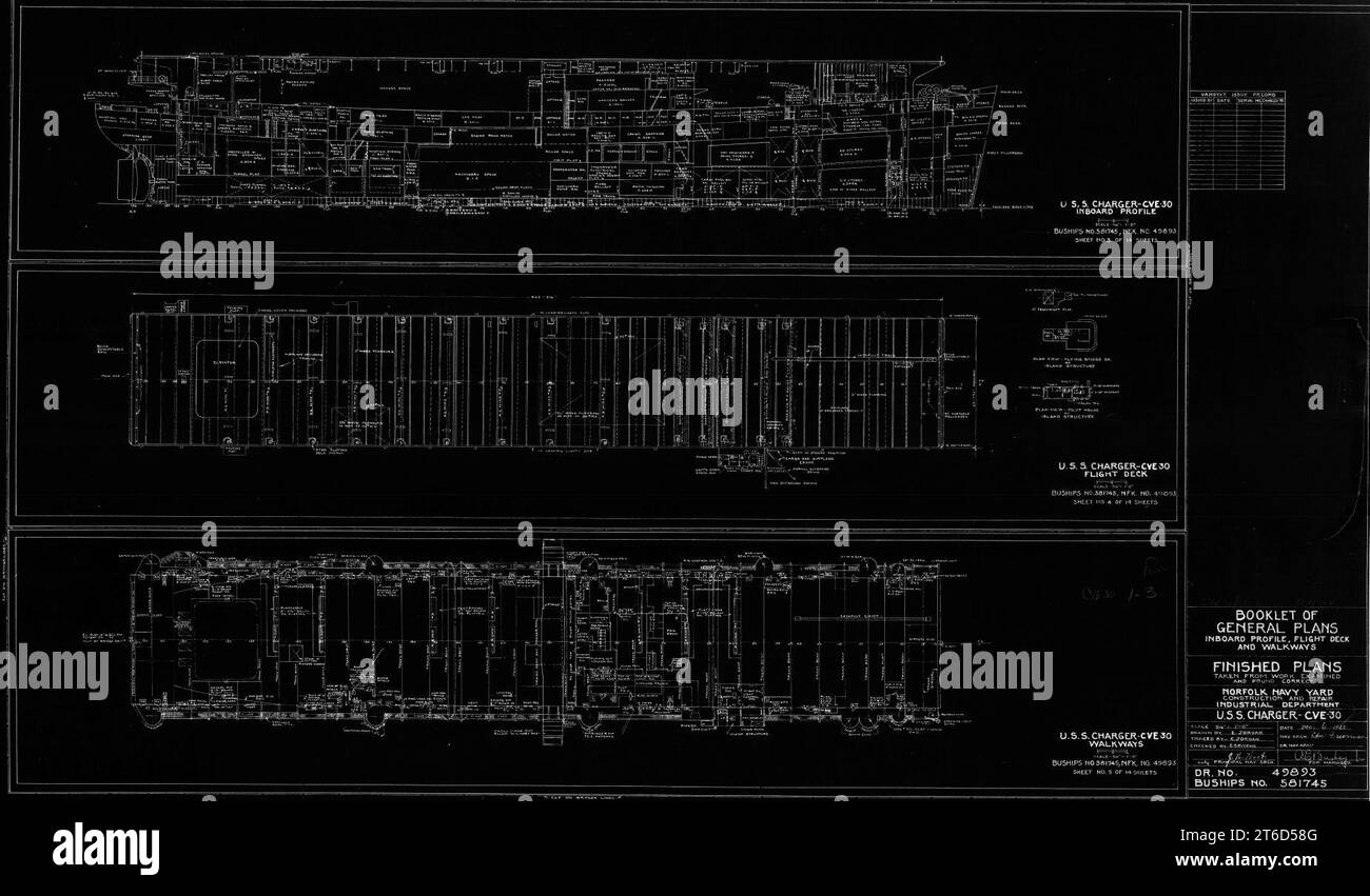 USS Charger (CVE-30), Booklet of General Plans - Inboard Profile ...