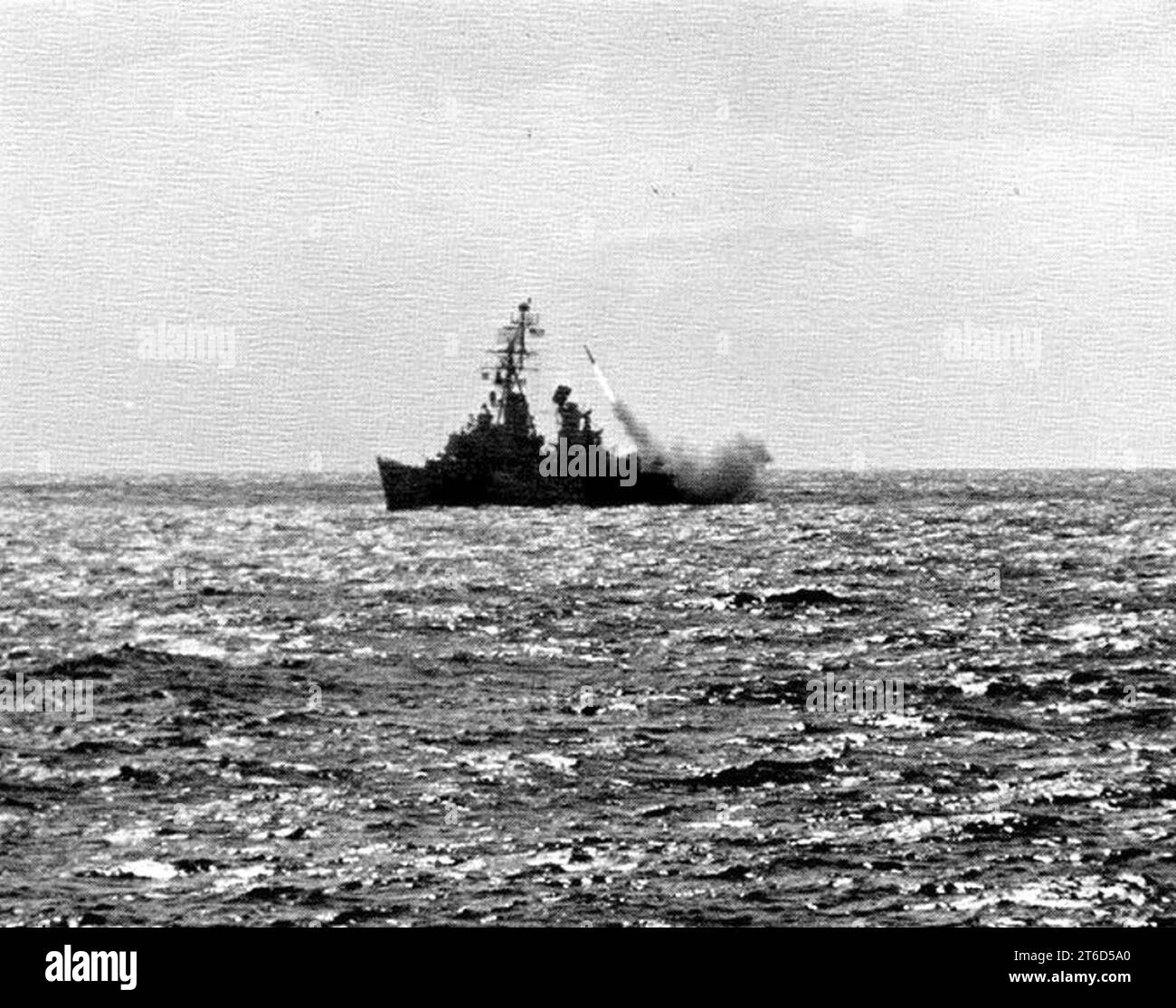 USS Charles F. Adams (DDG-2) launches a RIM-24 Tartar missile in 1972 ...
