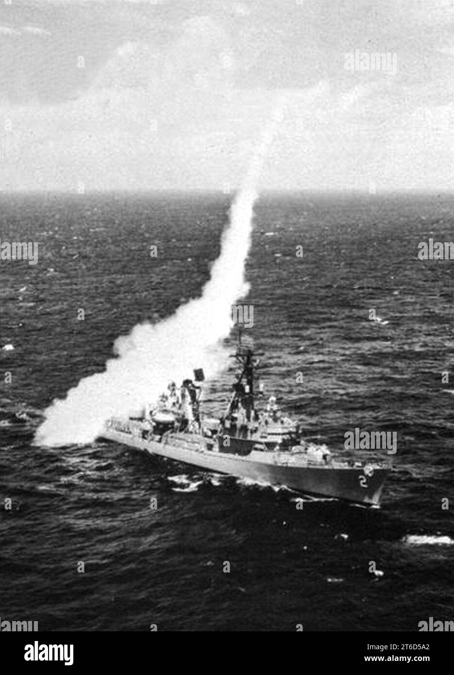 USS Charles F. Adams (DDG-2) launches a RIM-24 Tartar missile, in 1966 ...