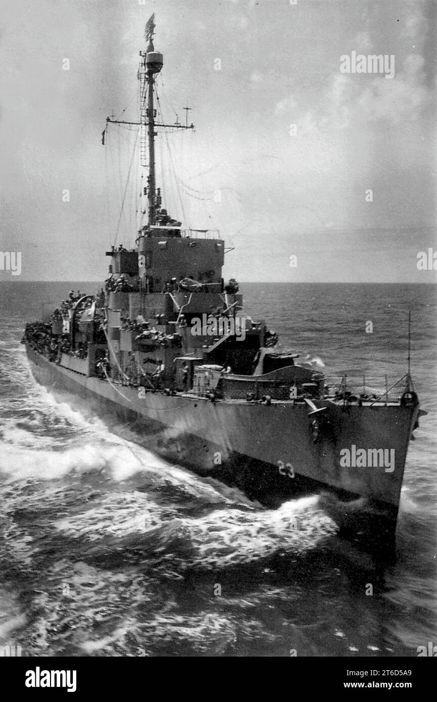 USS Charles R. Greer (DE-23) underway at sea, circa in 1945 Stock Photo ...
