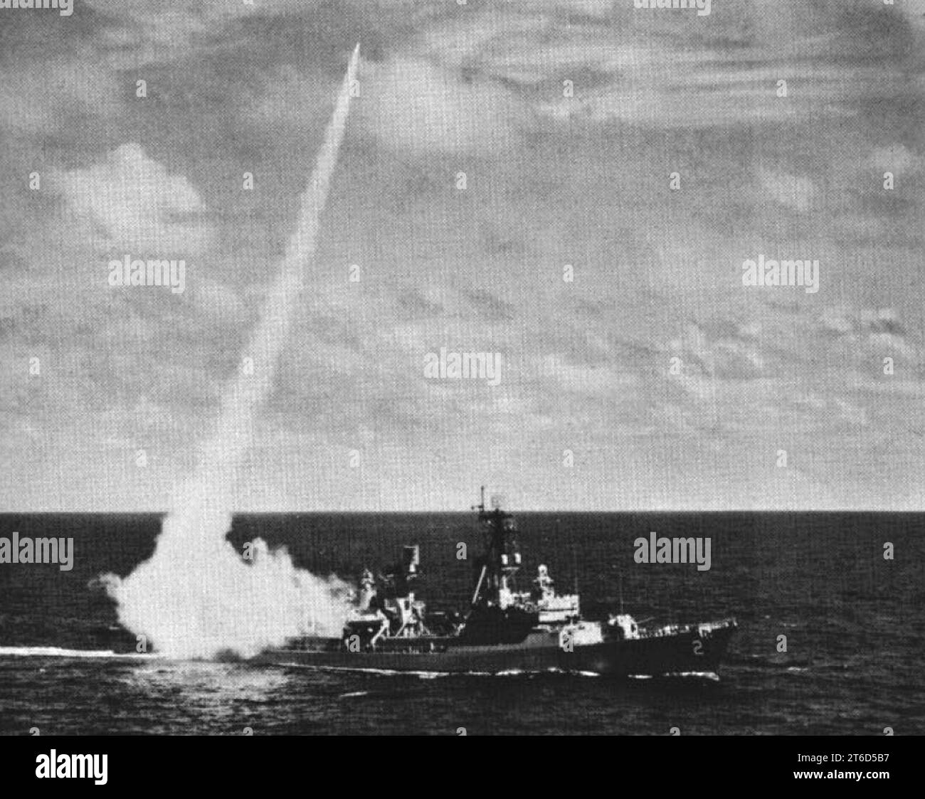 USS Charles F. Adams (DDG-2) launching Tartar missile 1963 Stock Photo ...