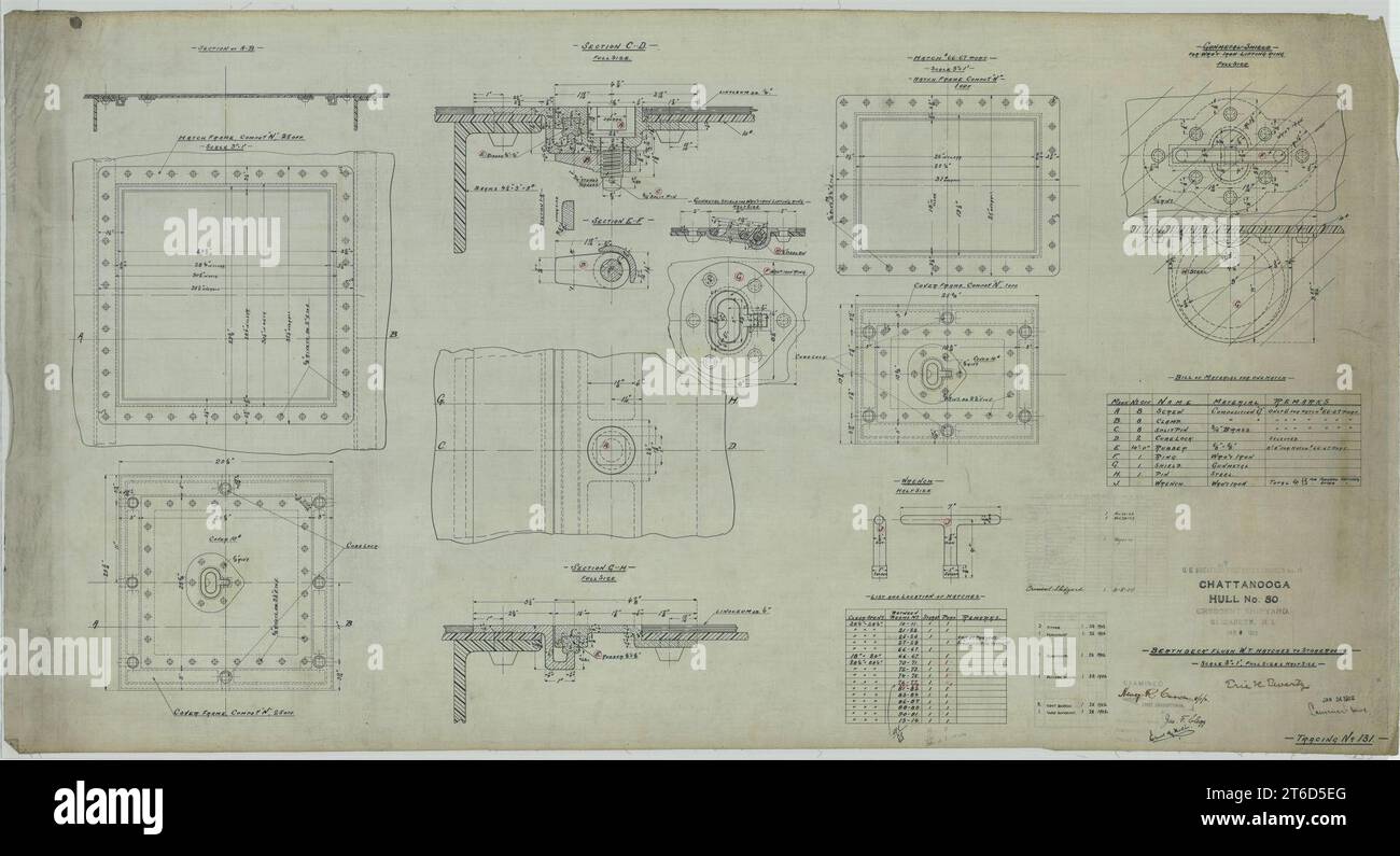 USS Chattanooga (C-16)- Berth Deck Flush W. T. Hatches to Storerooms ...