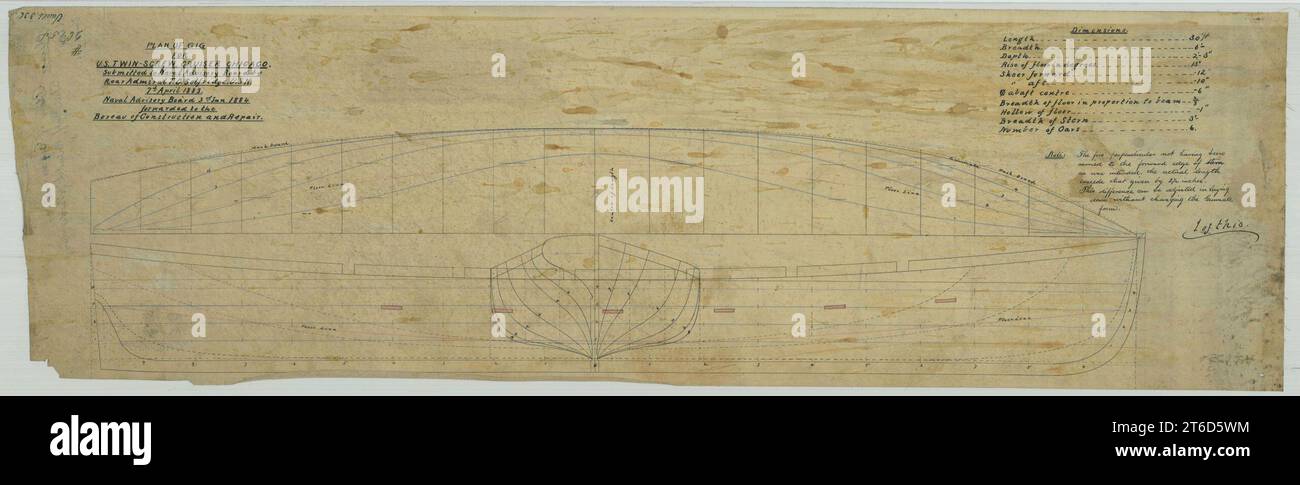 USS Chicago (CA-29)- Plan of Gig Stock Photo - Alamy