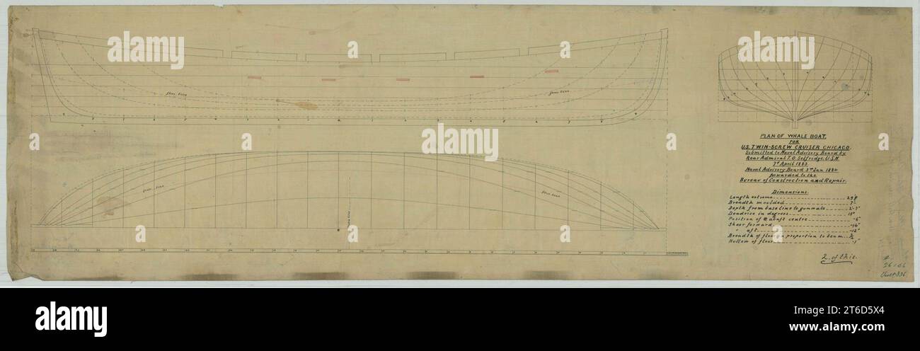USS Chicago (CA-29)- Plan of Whale Boat Stock Photo - Alamy
