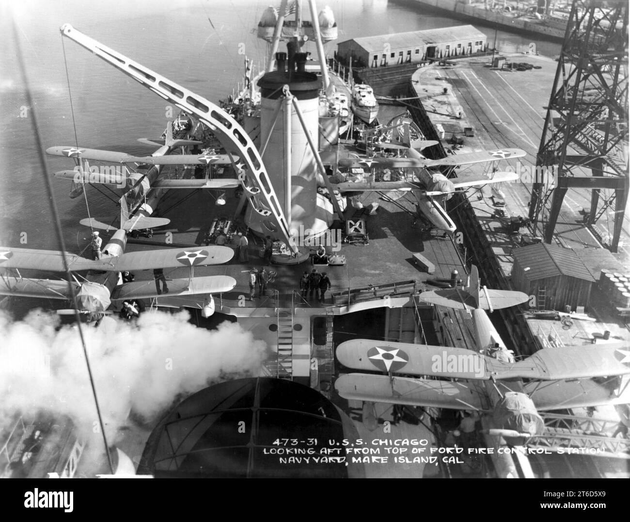 USS Chicago (CA-29) at the Mare Island Naval Shipyard, in 1931 Stock ...