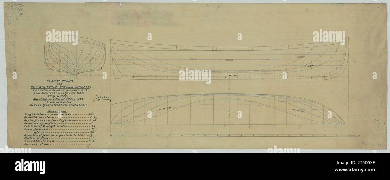 USS Chicago (CA-29)- Plan of Dinghy Stock Photo - Alamy