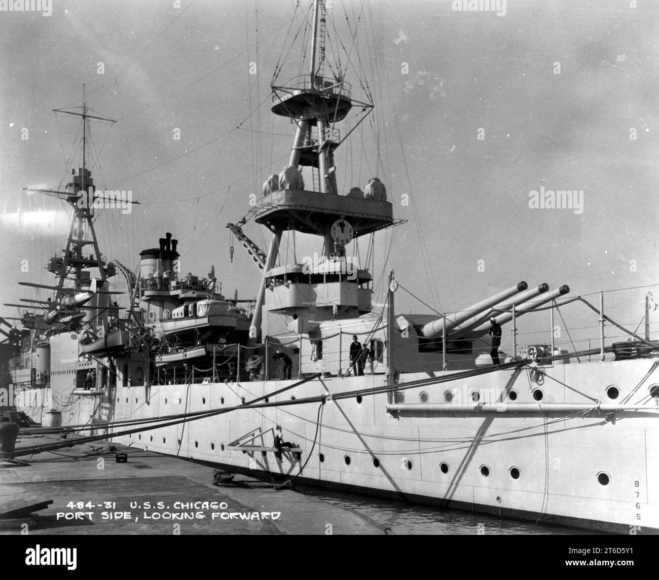 USS Chicago (CA-29) at the Mare Island Naval Shipyard, in 1931 Stock ...