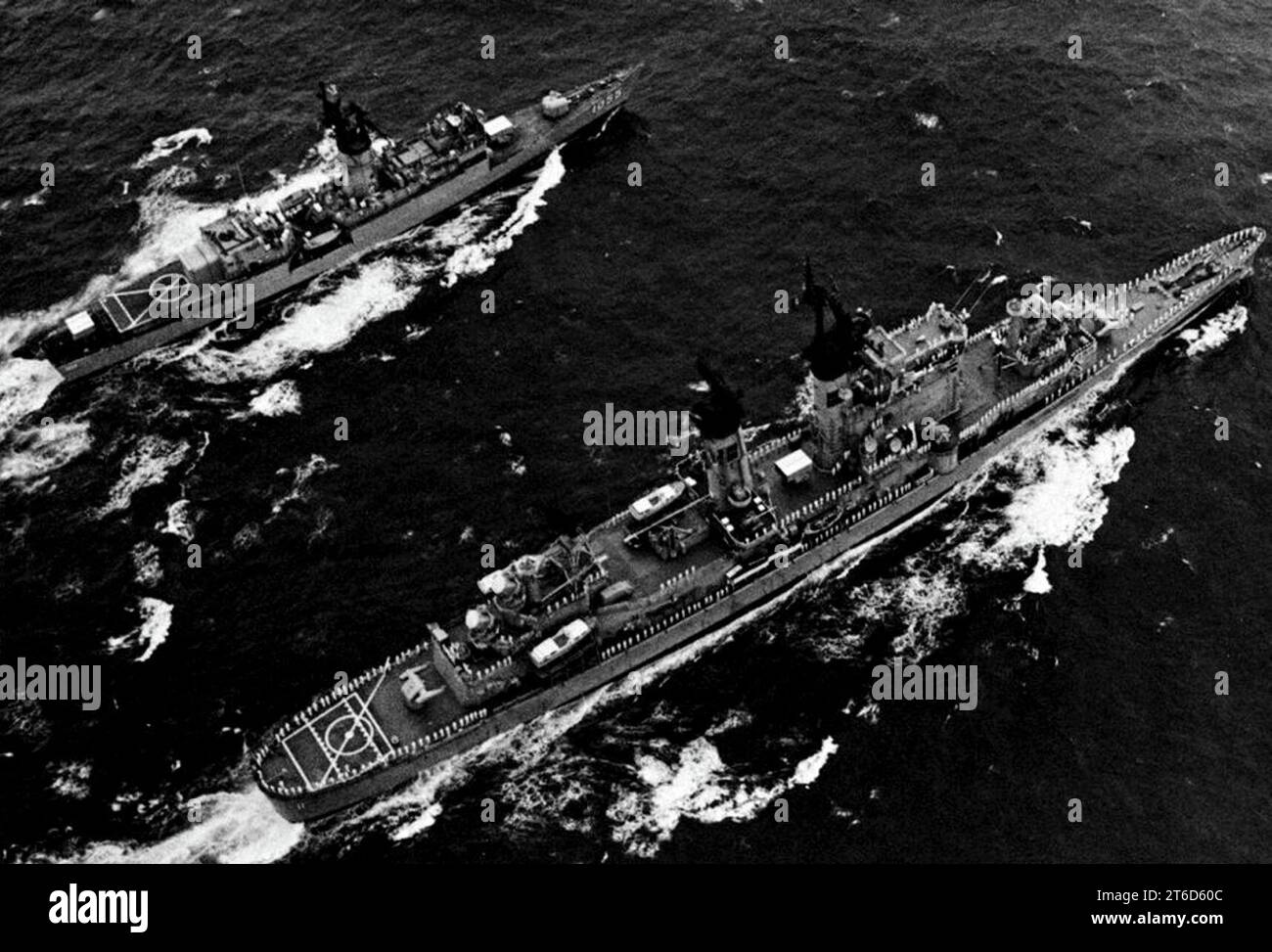 USS Chicago (CG-11) and USS Hepburn (FF-1055) underway in the Pacific ...
