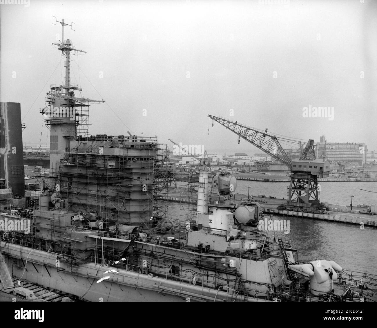 USS Chicago (CG-11) being converted to a guided missile cruiser at the ...
