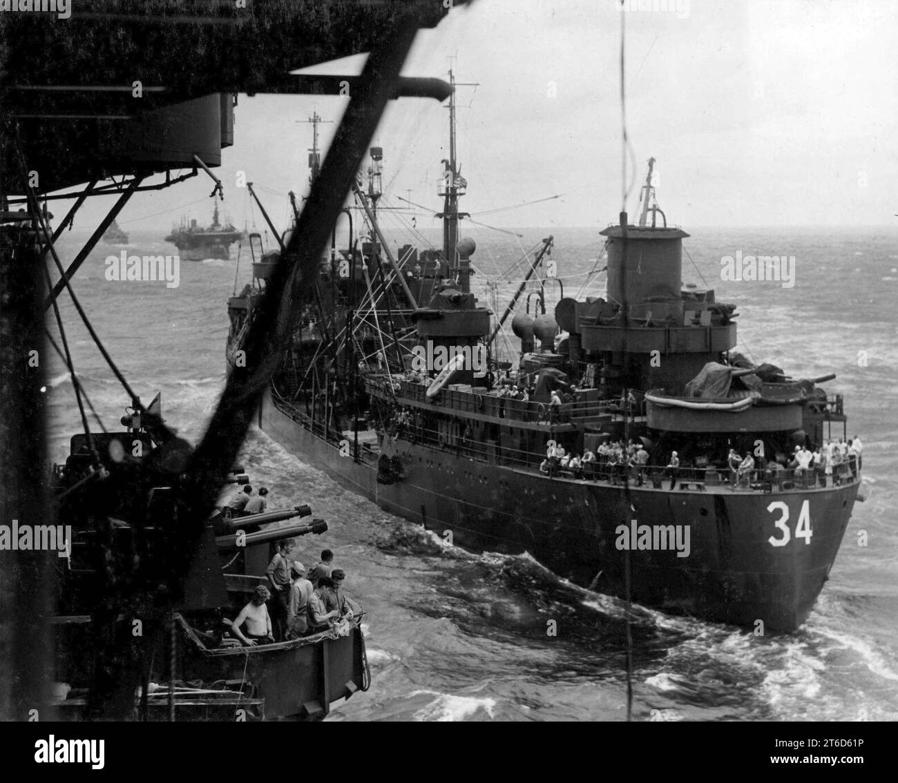 USS Chicopee (AO-34) alongside USS Wasp (CV-18) 1945 Stock Photo - Alamy