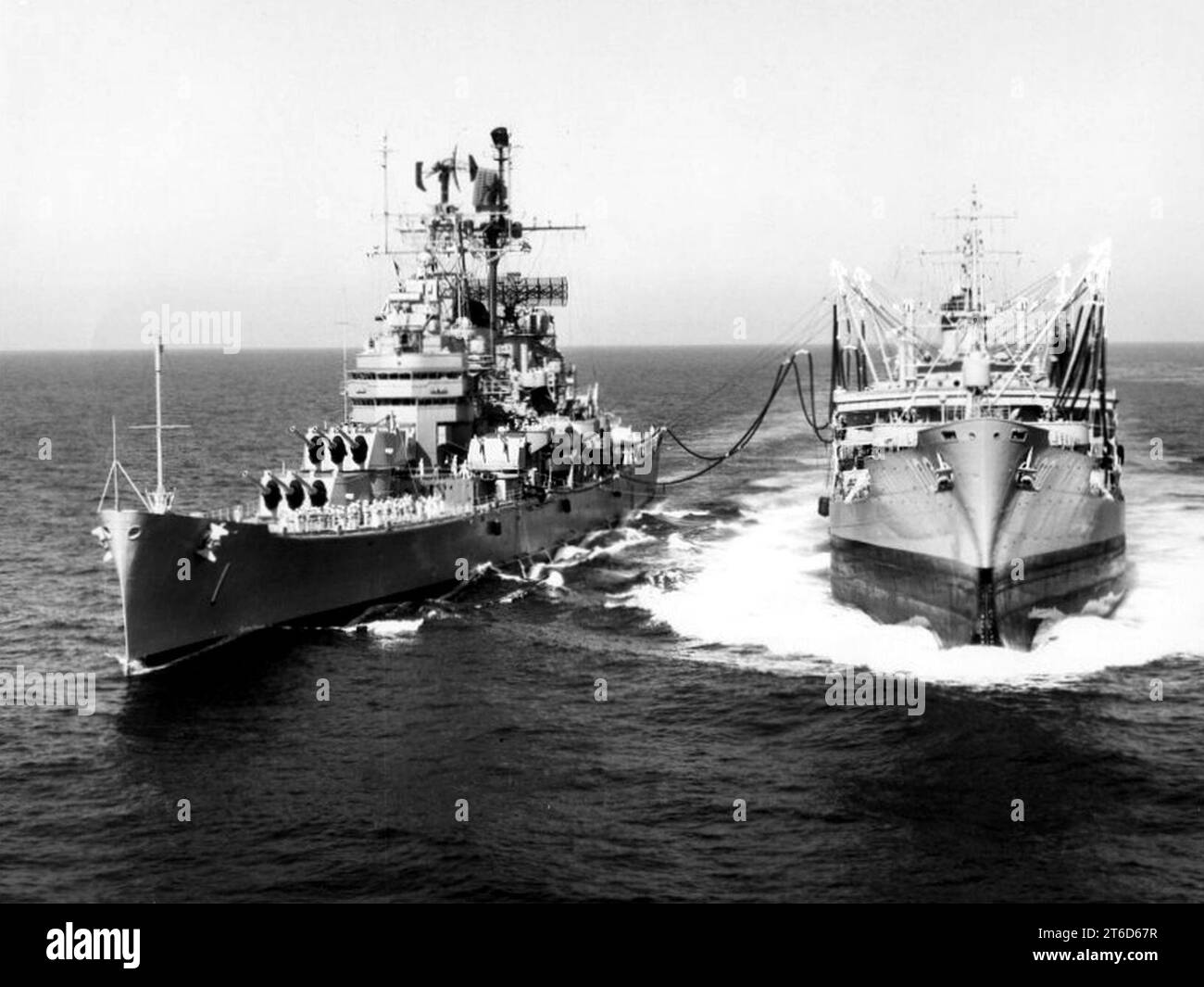 USS Chukawan (AO-100) refueling USS Boston (CAG-1) in the Med 1960 ...