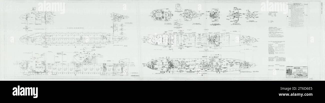 USS Cimarron (AO-22)- General Arrangement Decks & Inboard Profile Stock ...