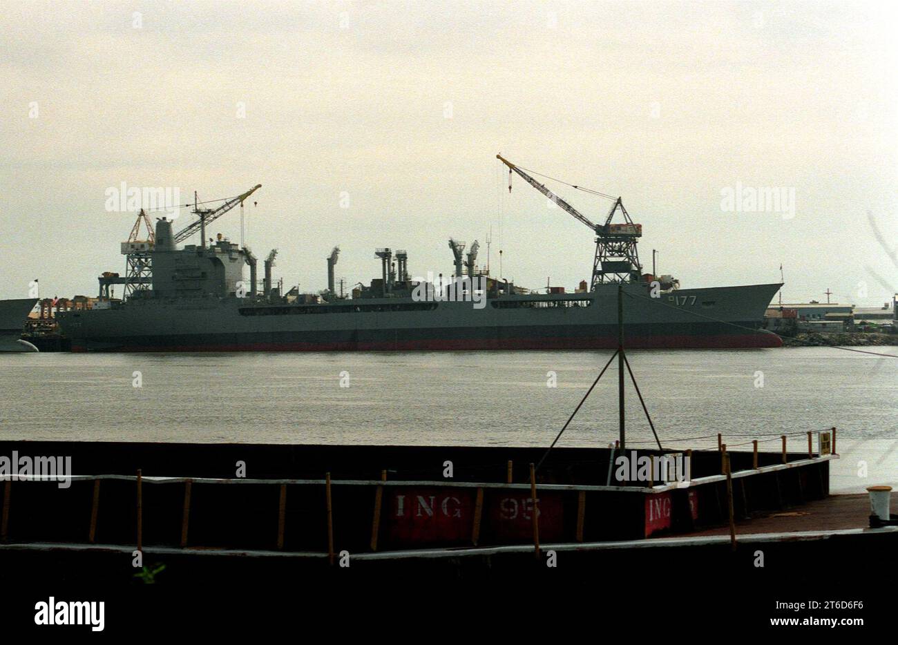 USS Cimarron (AO-177) moored at Avondale Shipyard on 1 April 1992 Stock ...