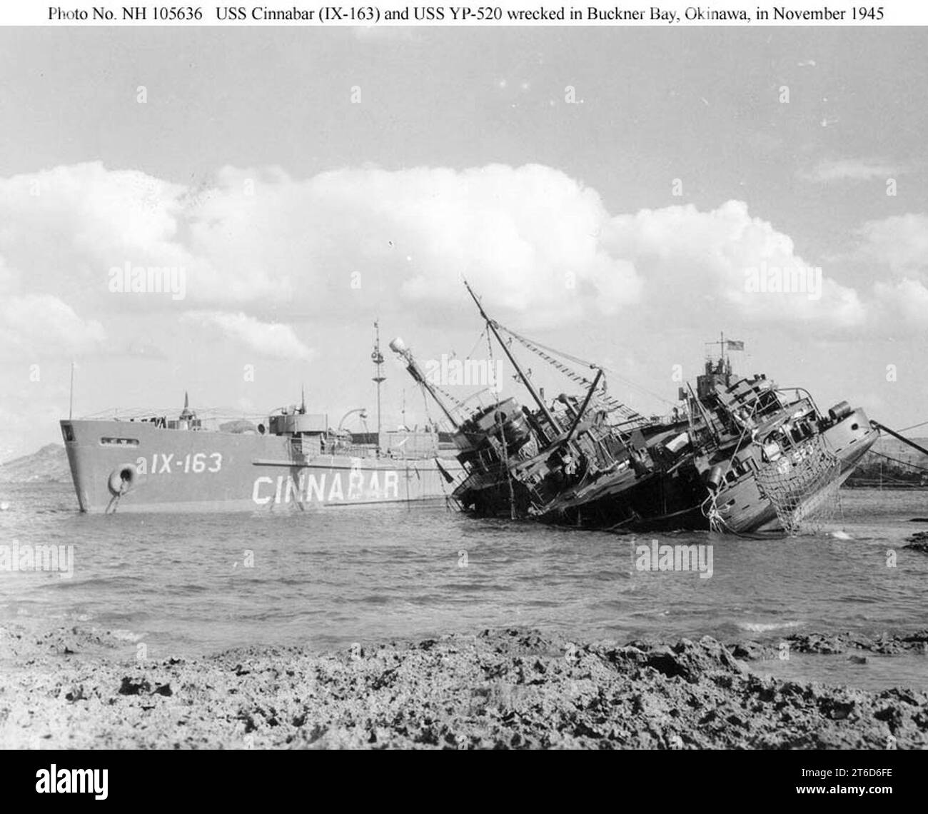 USS Cinnabar (IX-163) and USSYP-520, Buckner Bay Okinawa, November 1945 ...