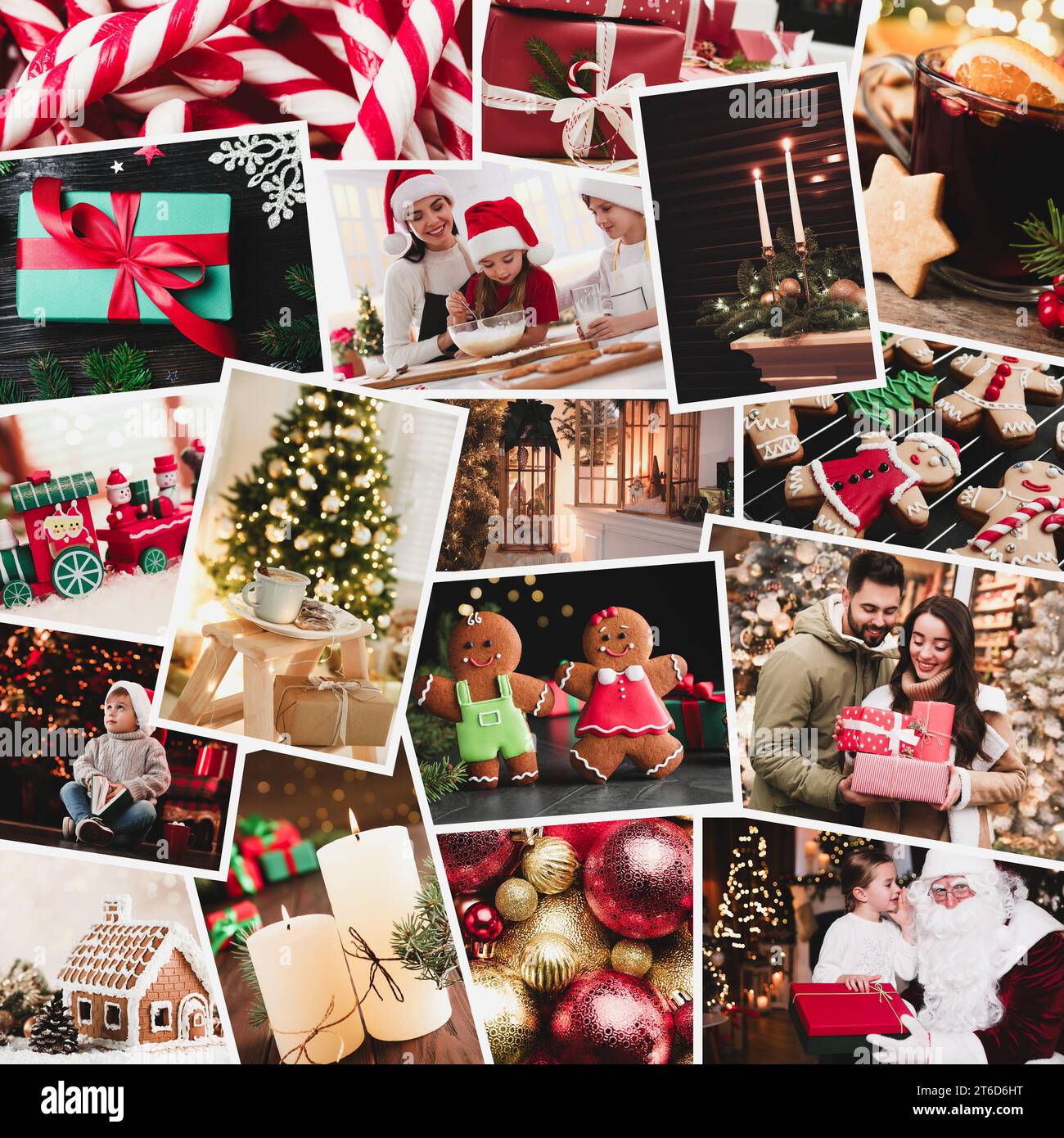 Christmas themed collage. Collection of festive photos Stock Photo - Alamy