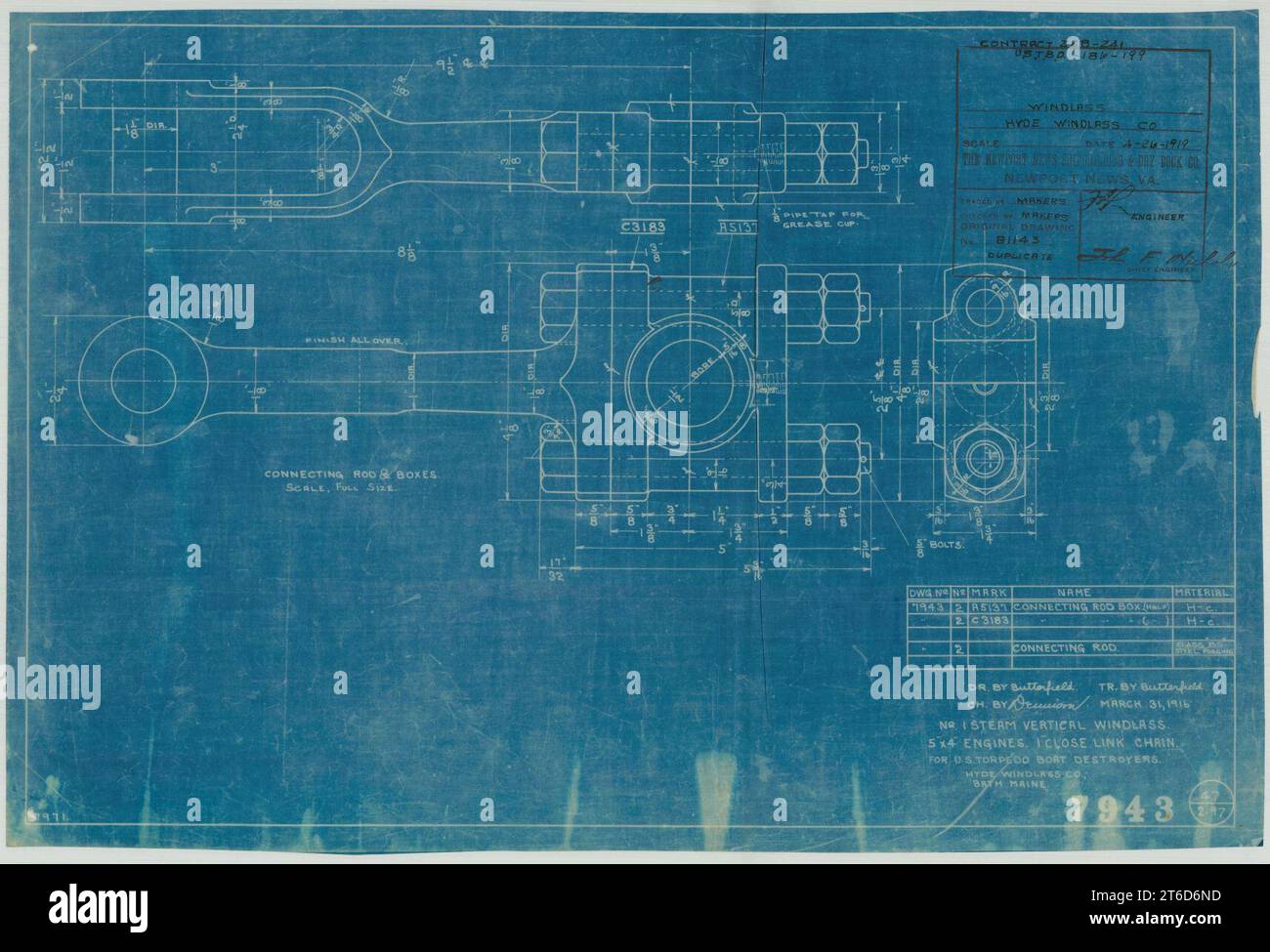 USS Clemson (DD-186)- No. 1 Steam Vertical Windlass., Sheet 2 Stock ...