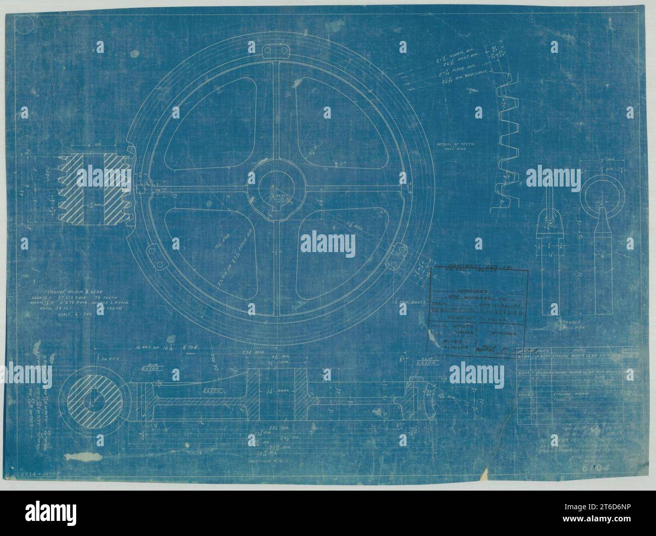 USS Clemson (DD-186)- No. 1 Steam Vertical Windlass., Sheet 6 Stock ...