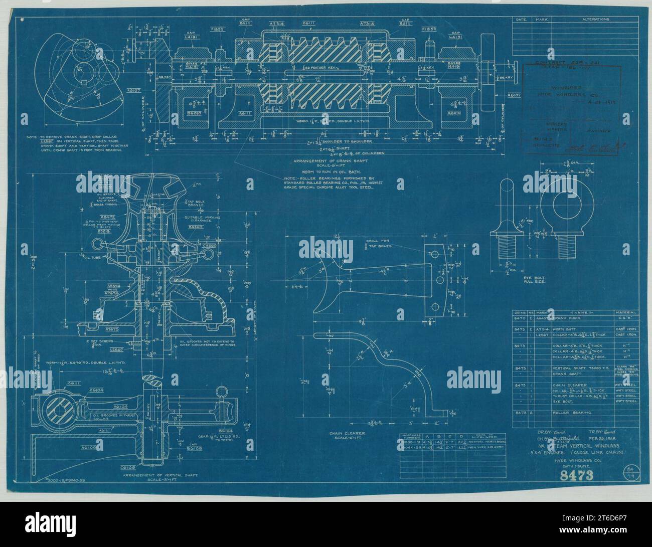 USS Clemson (DD-186)- No. 1 Steam Vertical Windlass., Sheet 7 Stock ...