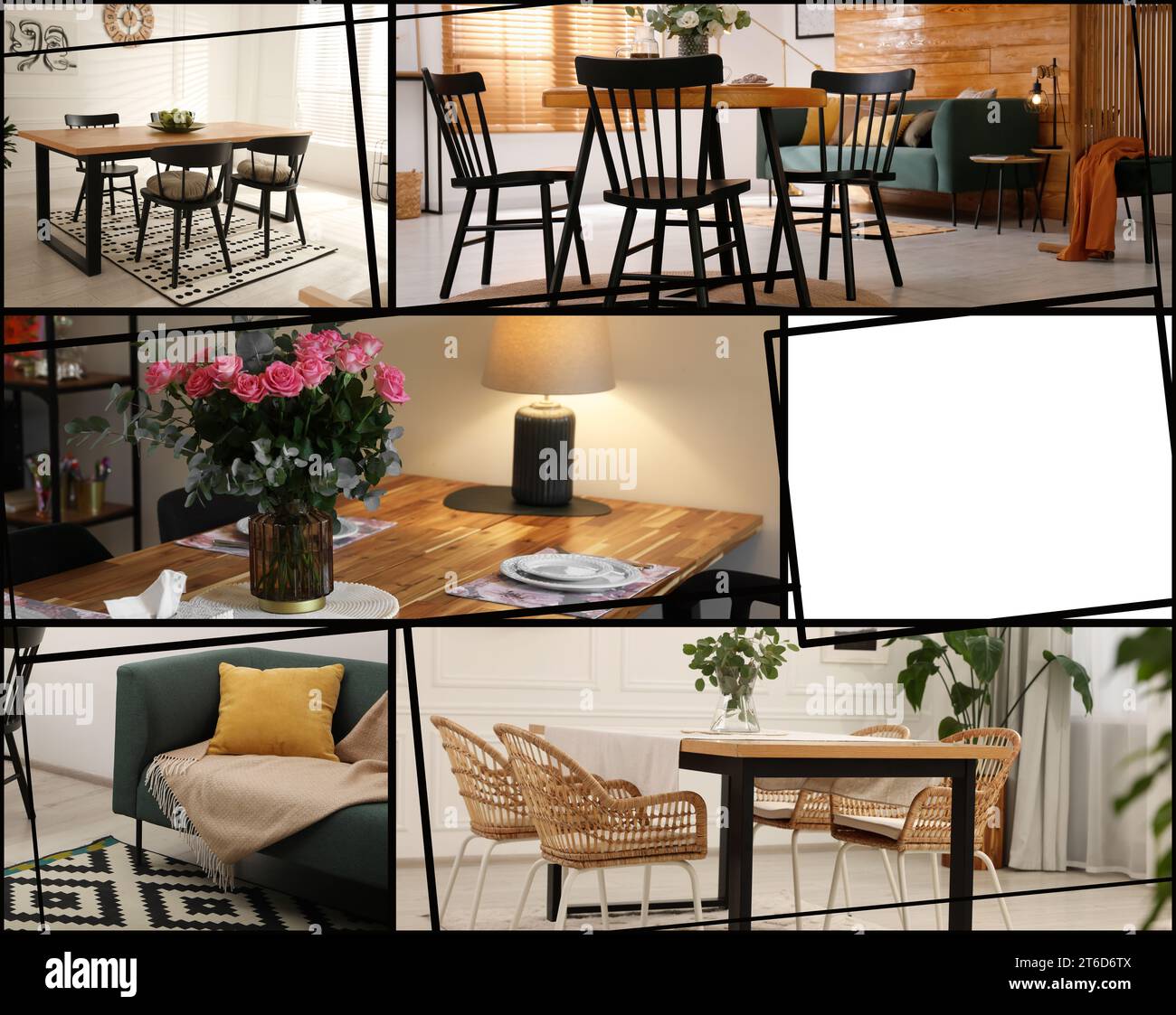 Ideas of stylish dining room interior design, collage of photos. Space ...