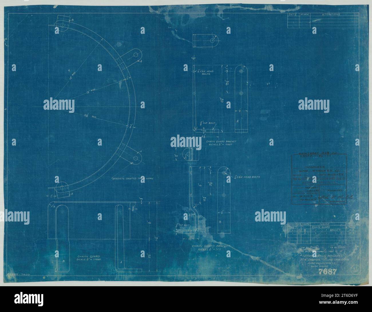 USS Clemson (DD-186)- No. 1 Steam Vertical Windlass., Sheet 14 Stock ...