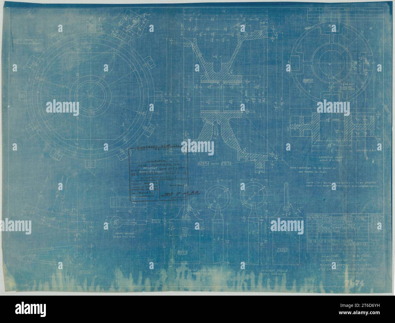 USS Clemson (DD-186)- No. 1 Steam Vertical Windlass., Sheet 16 Stock ...