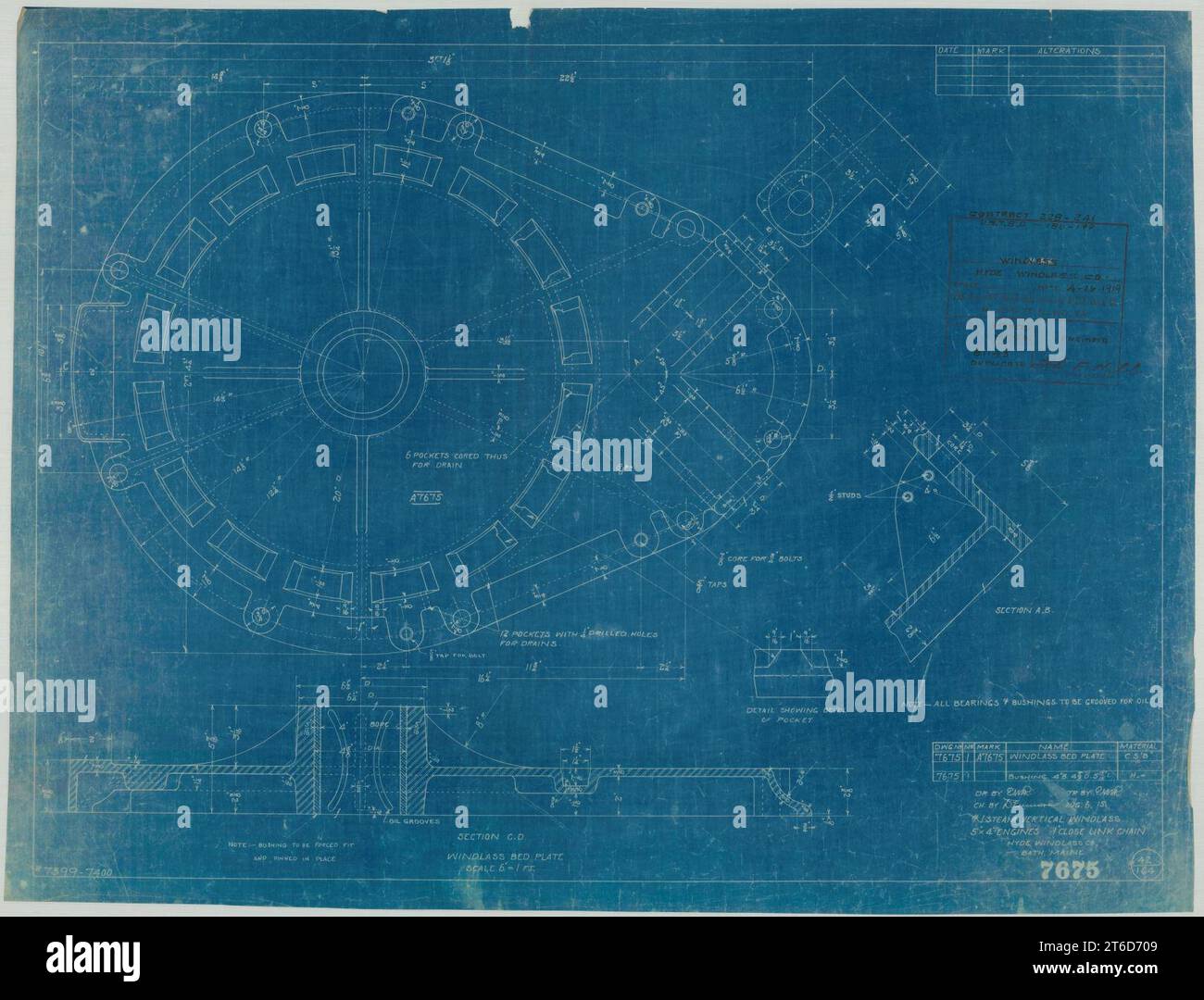 USS Clemson (DD-186)- No. 1 Steam Vertical Windlass., Sheet 9 Stock ...