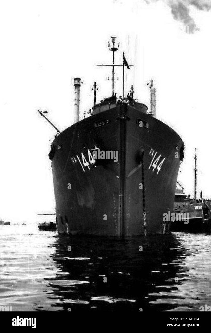 USS Clinton (APA-144) at anchor, circa 1945 Stock Photo - Alamy