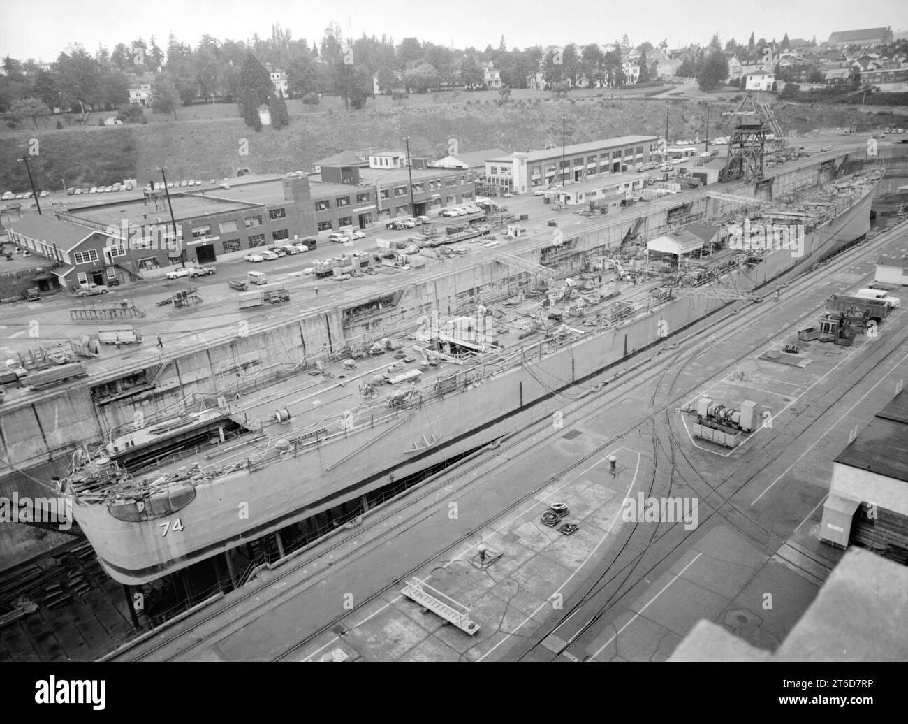 USS Columbus (CA-74) at the Puget Sound Naval Shipyard, Washington (USA ...