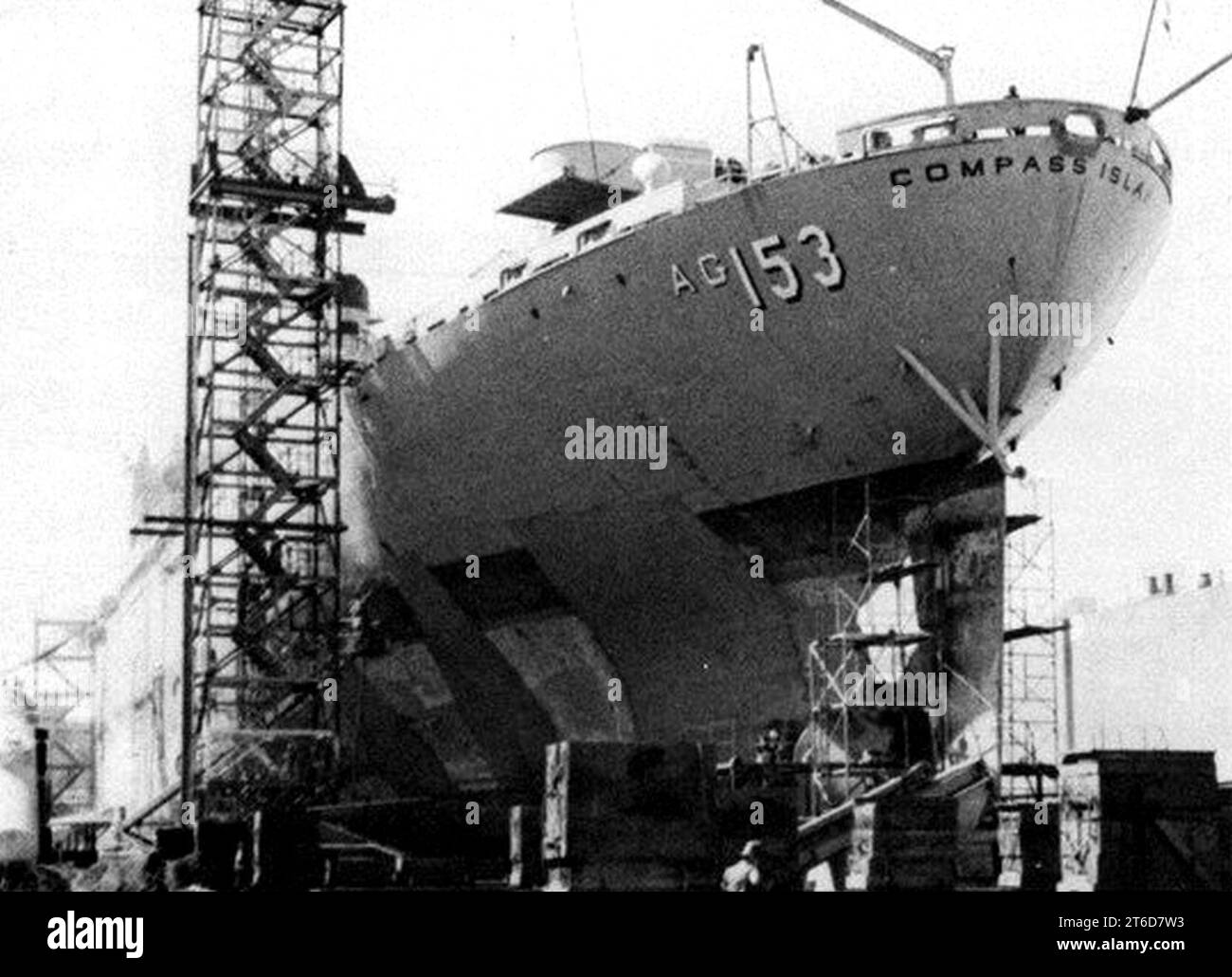 USS Compass Island (AG-153) in drydock stern 1977 Stock Photo - Alamy