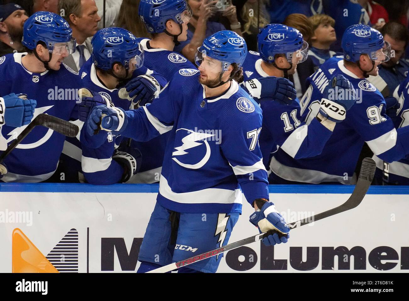 Tampa Bay Lightning center Anthony Cirelli (71) celebrates with the ...