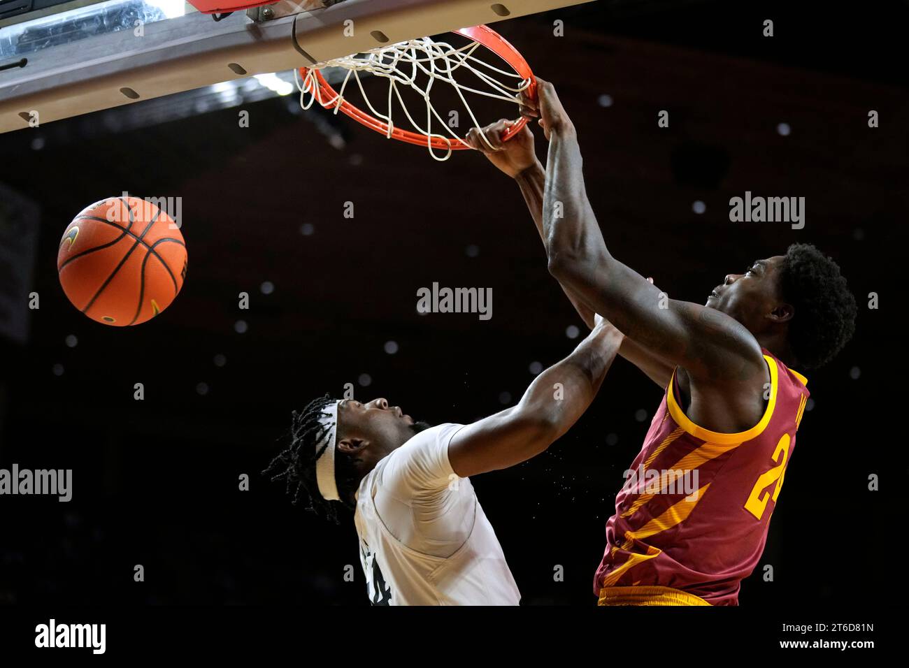 Iowa State forward Hason Ward, right, dunks the ball over Lindenwood ...