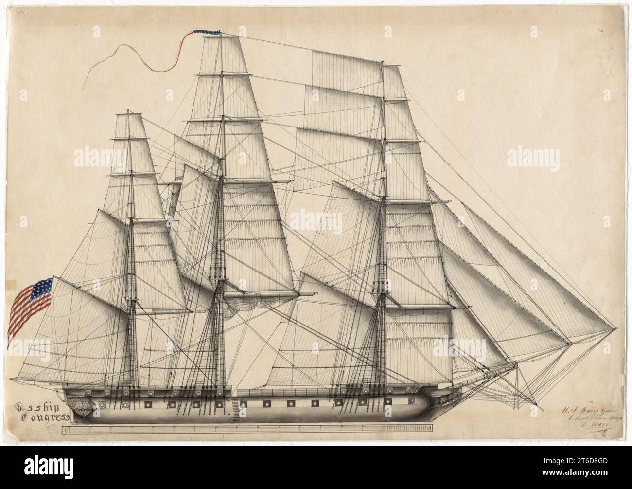USS Congress Charles Ware coloured version Stock Photo - Alamy