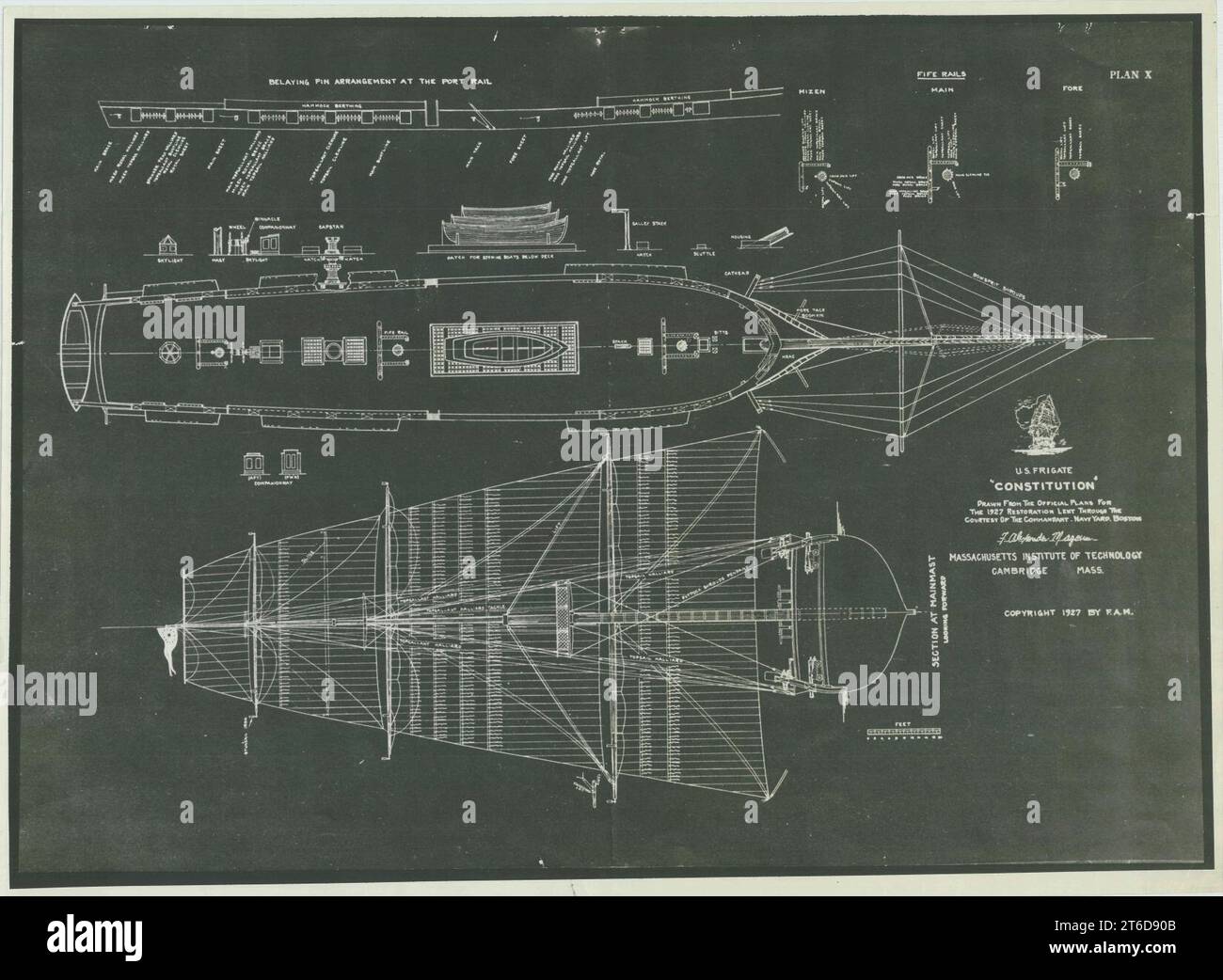 USS Constitution- Belaying Pin Arrangement at the Port Rail - Fife ...