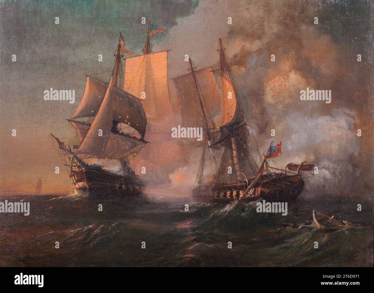 USS Constitution in Action Against HMS Guerriere, by Julian O. Davidson ...