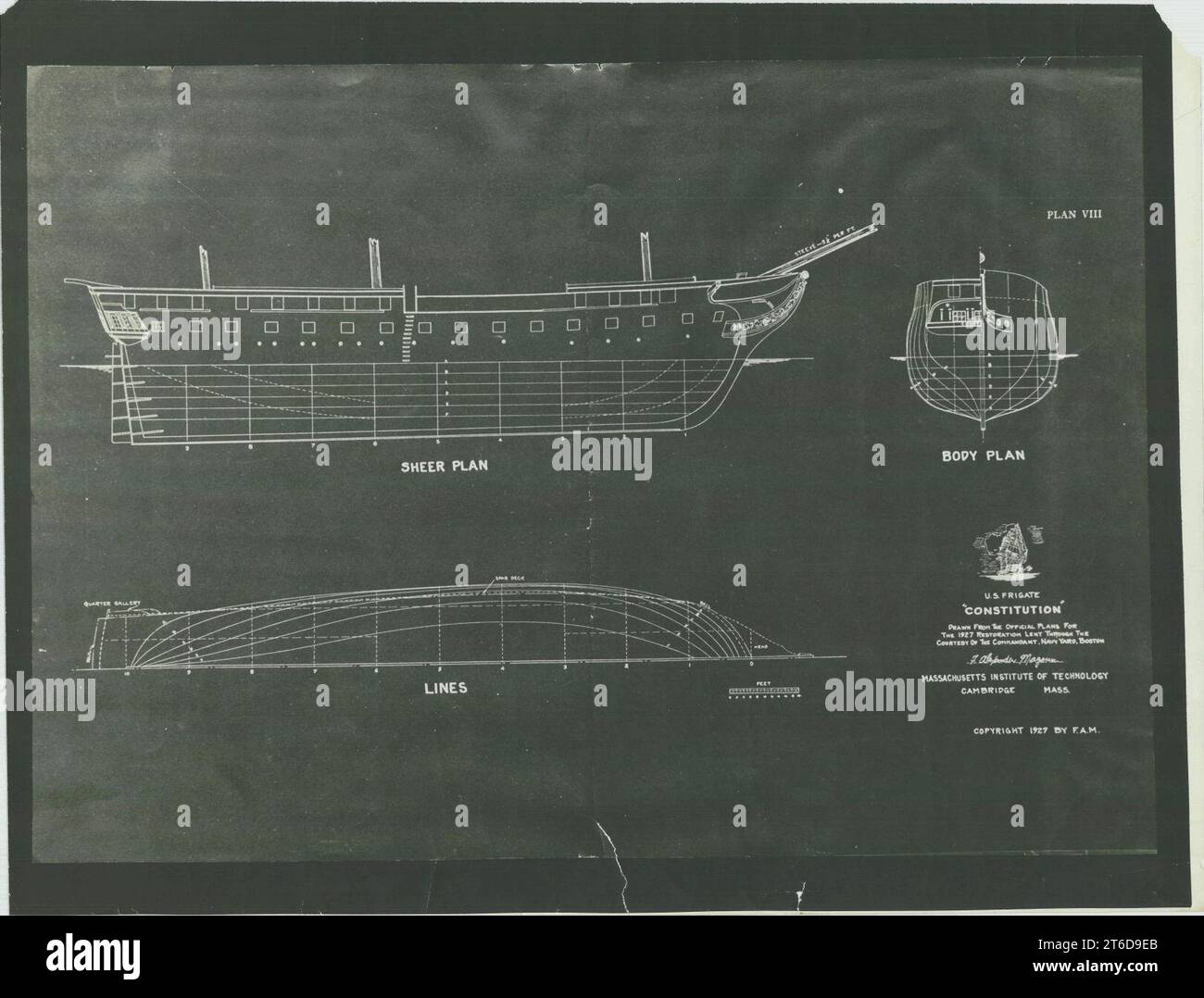 USS Constitution- Sheer Plan - Body Plan - Lines Stock Photo - Alamy