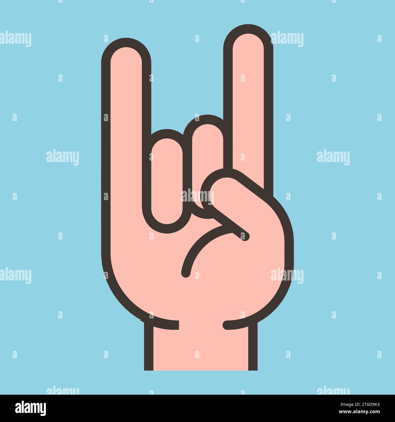 rock hand gesture at a concert. flat vector illustration Stock Vector ...