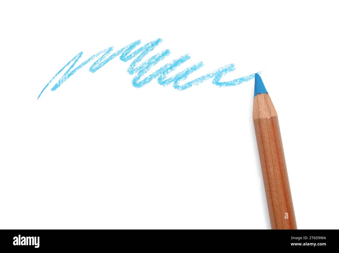 Light blue pastel pencil and scribble isolated on white, top view ...