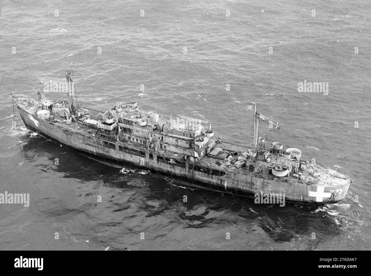 USS Crittenden (APA-77) as a target ship off southern California (USA ...
