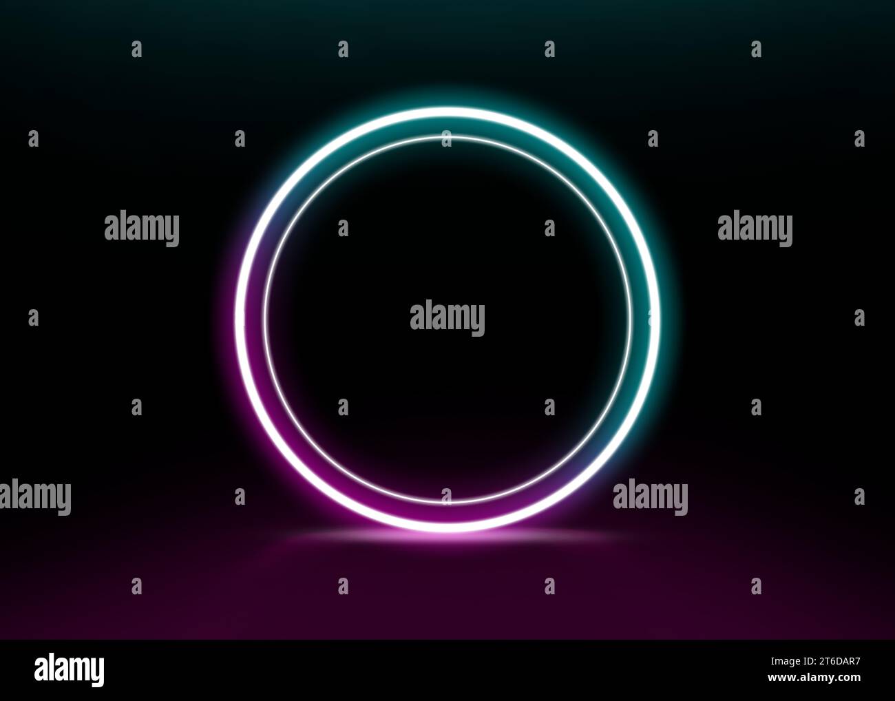 Glowing round neon frame on black background, space for text Stock ...