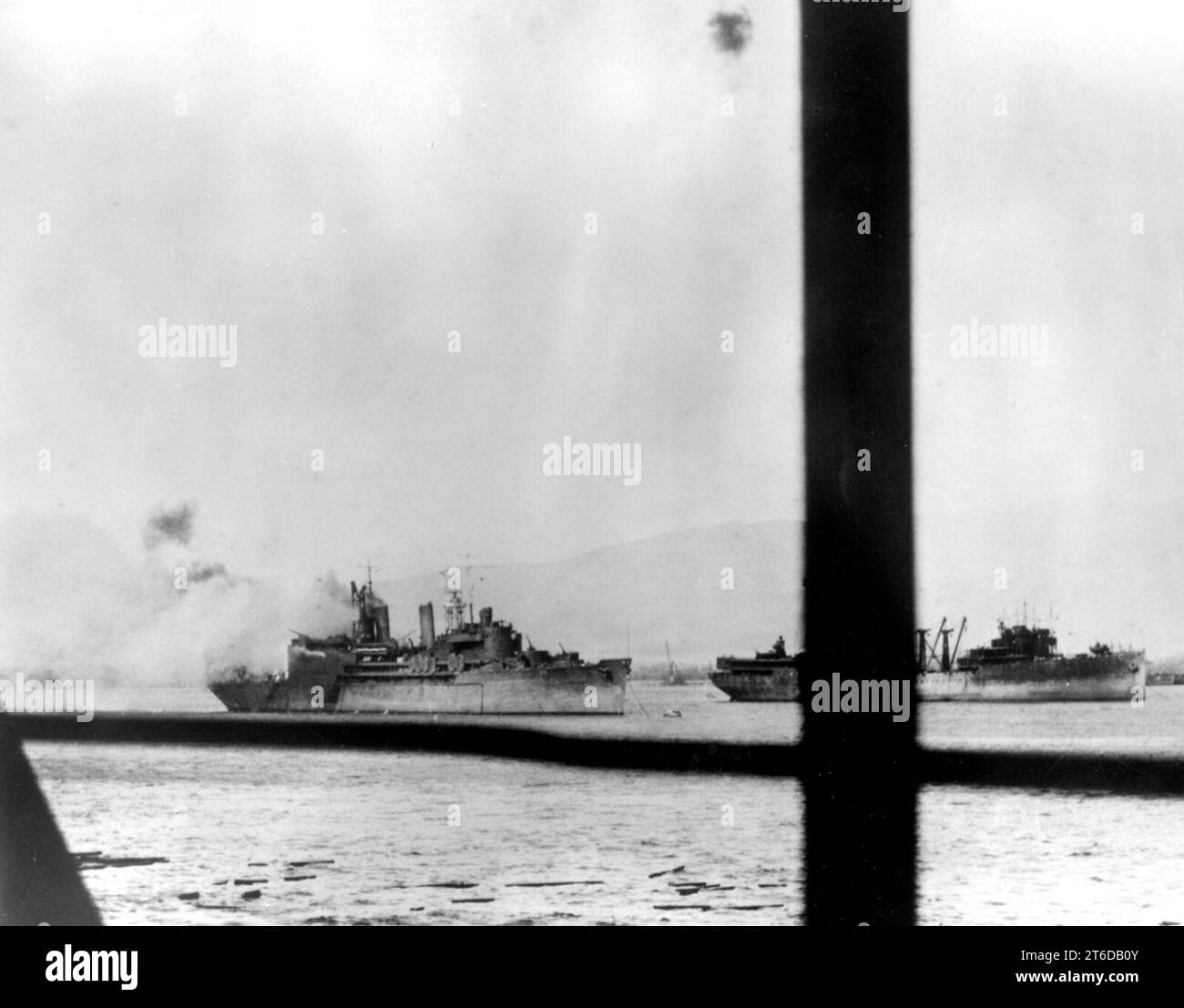 USS Curtiss (AV-4) and USS Medusa (AR-1) during the Pearl Harbor attack ...