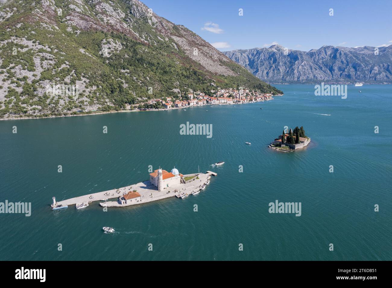 Island of Gospa od Skrpjela against the backdrop of the island of St ...