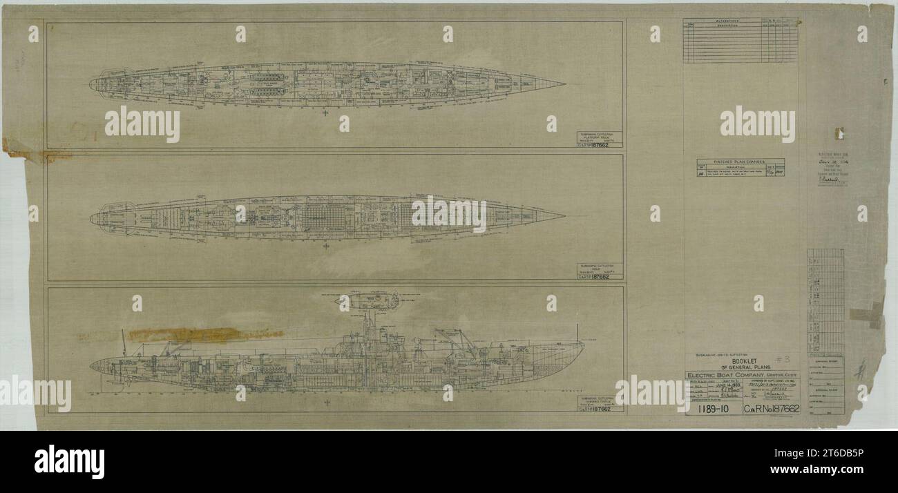 USS Cuttlefish (SS-171)- Platform Deck; Hold; Inboard Profile Stock ...