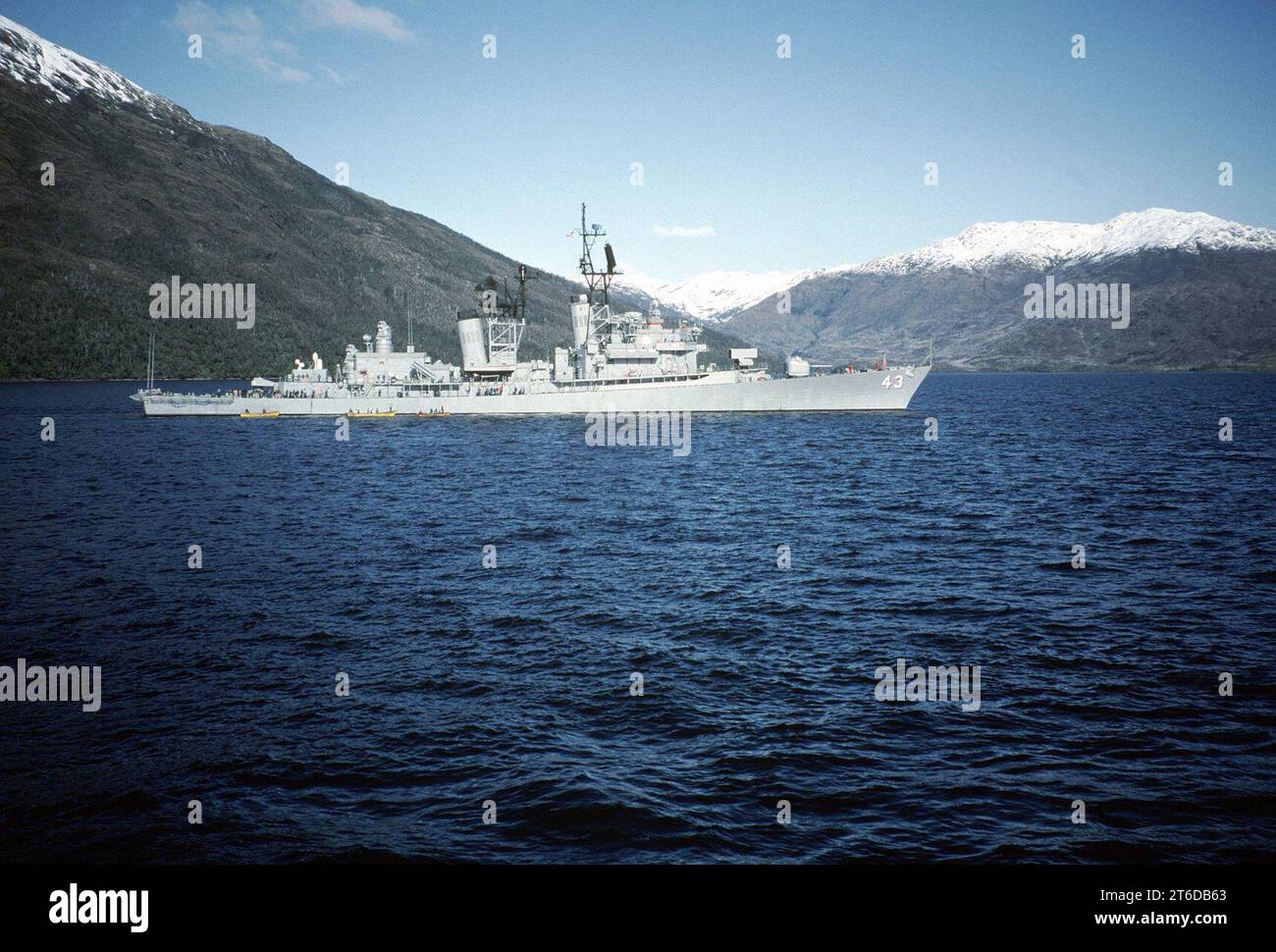 USS Dahlgren (DDG-43) in the Strait of Magellan on 20 October 1991 ...