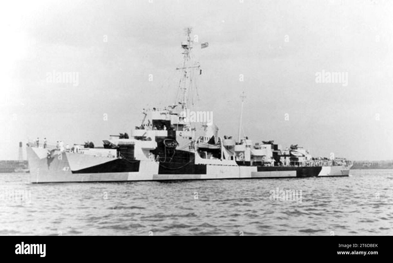 USS Decker (DE-47) off the Boston Naval Shipyard on 30 August 1944 ...