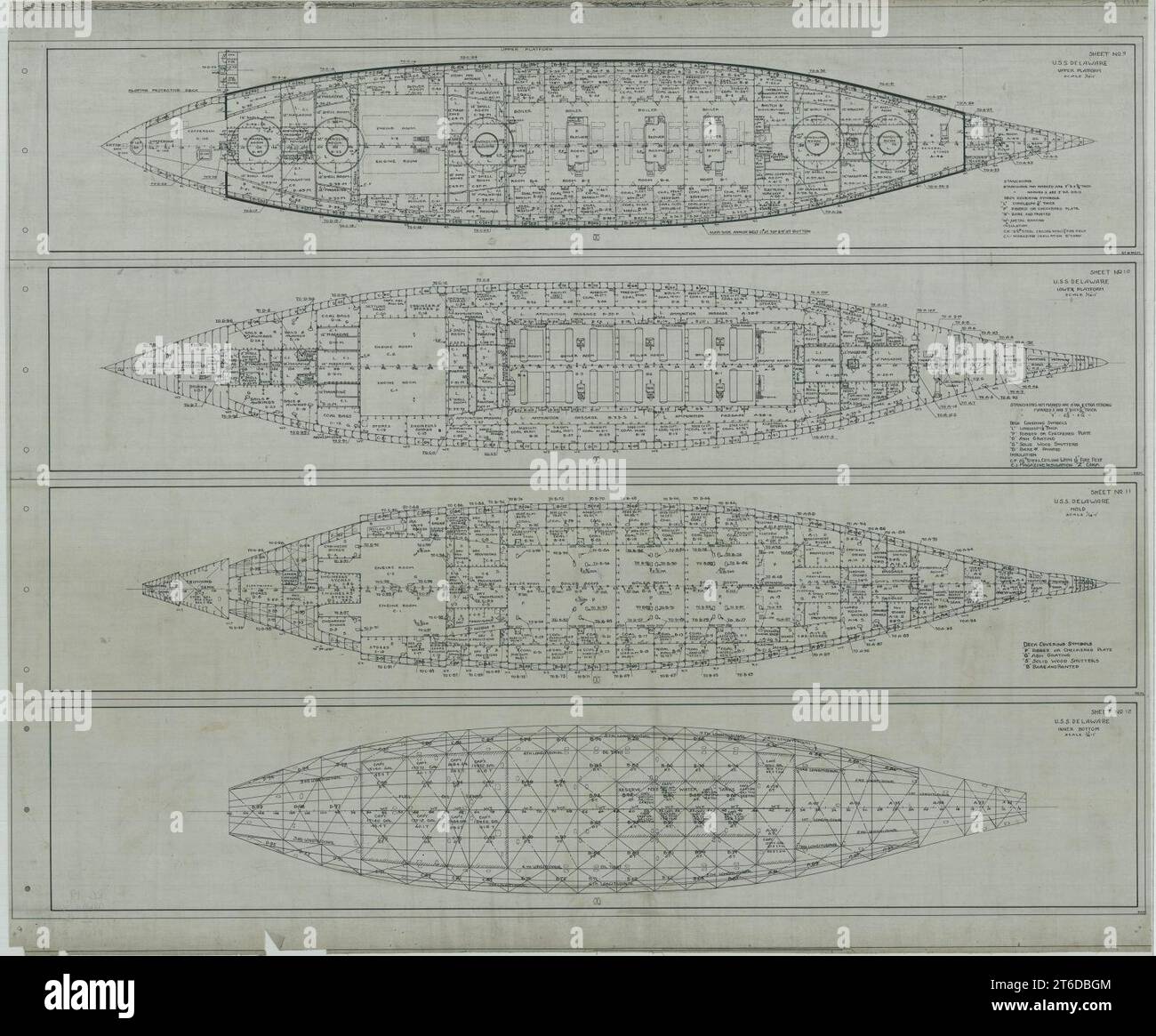USS Delaware (BB-28)- Booklet of General Plans - Upper Platform - Lower ...