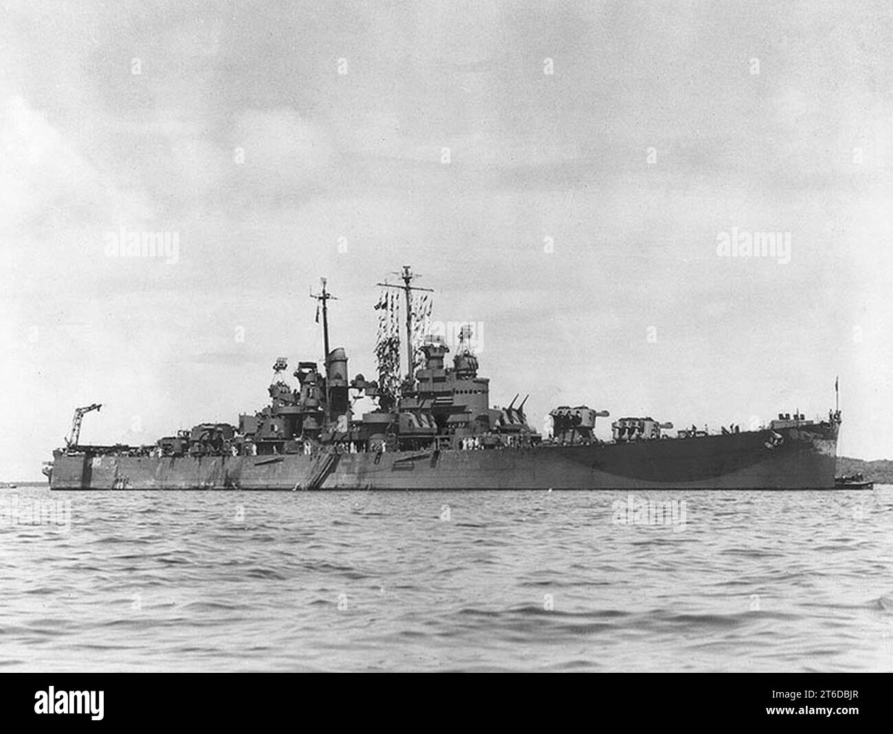 USS Denver (CL-58) in a South Pacific harbour, circa 1943 Stock Photo ...