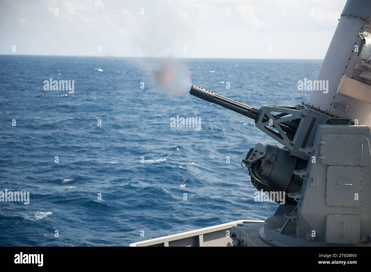 USS Denver fires close-in weapons system 140222 Stock Photo - Alamy
